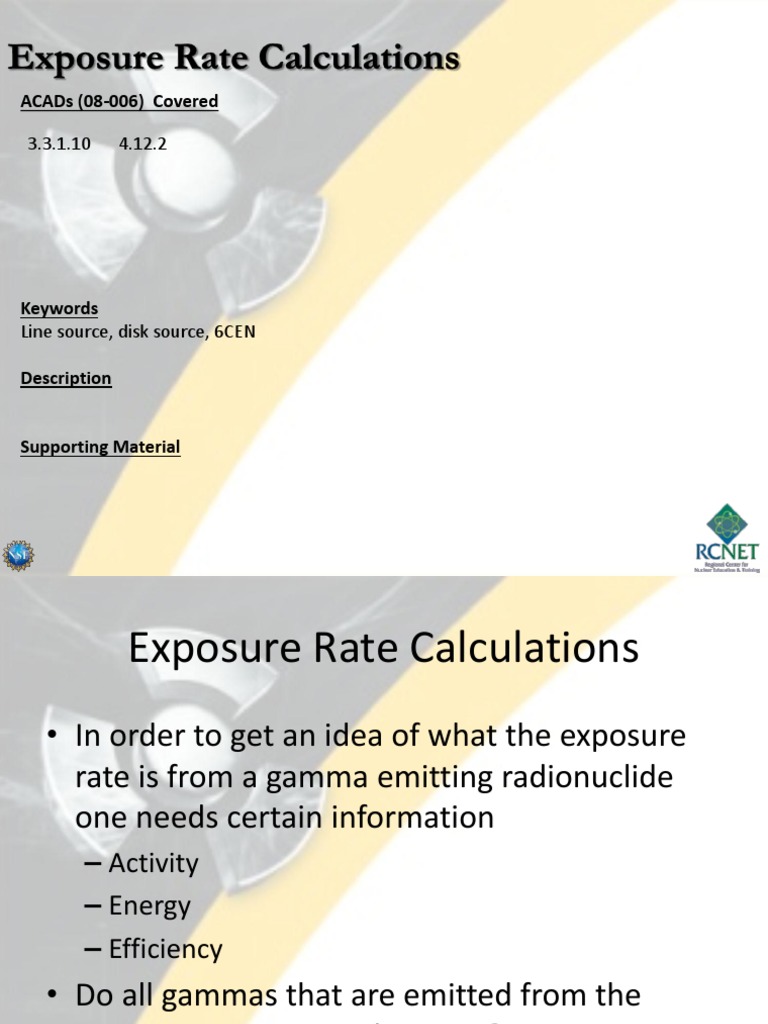 Calculating Radiation Exposure and Dose Rates from Various Radionuclide ...