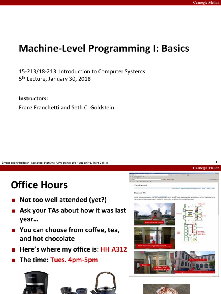 Machine-Level Programming I: Basics: 15-213/18-213: Introduction To Computer Systems 5 Lecture ...