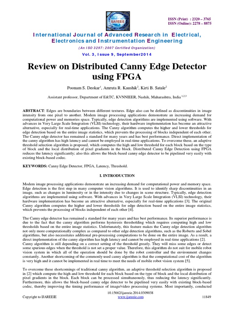 Review On Distributed Canny Edge Detectorusing Fpga Pdf Areas Of Computer Science Signal 