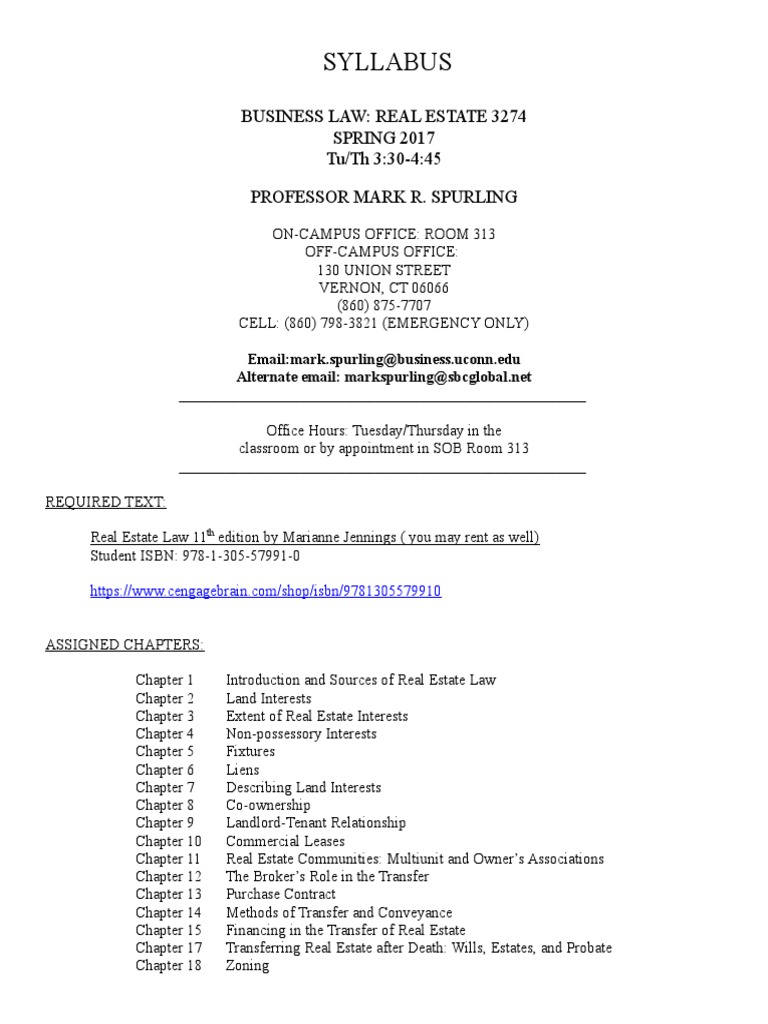 Syllabus RE 3274 Spring 2017 | PDF | Academic Dishonesty | Discrimination