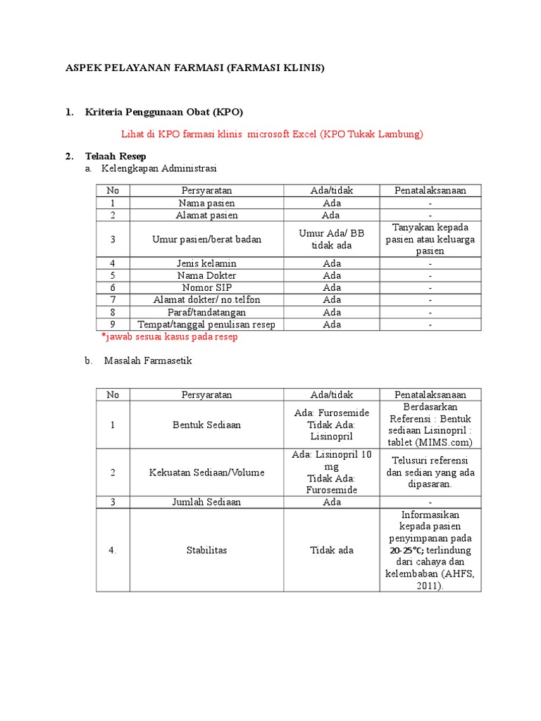 Telaah Resep Obat Farmasi Klinis | PDF