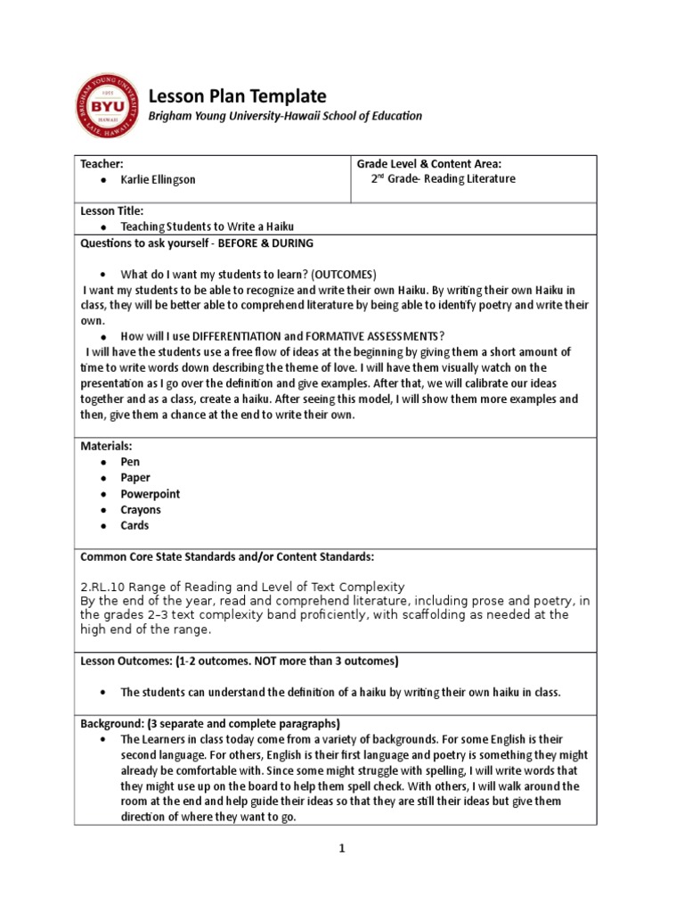 Presentation Model Lesson Plan Template 3 | PDF | Educational ...