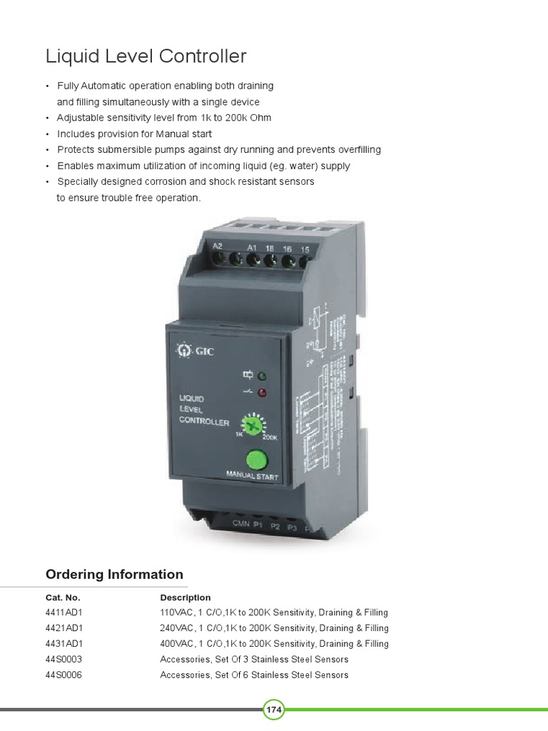 GIC Liquid Level Controller Manual | PDF | Relay | Switch