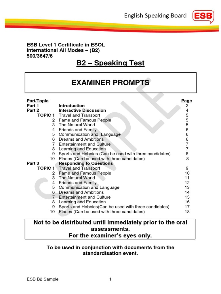 ESB B2 Speaking Sample | PDF | Nonverbal Communication | Psychology