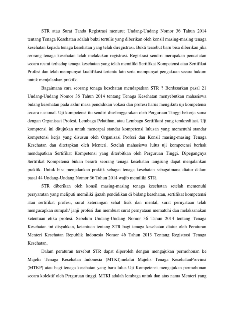 Pengertian dan Proses STR Tenaga Kesehatan | PDF