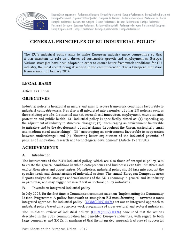 Eu Industrial Policy | PDF | Industrial Policy | European Union