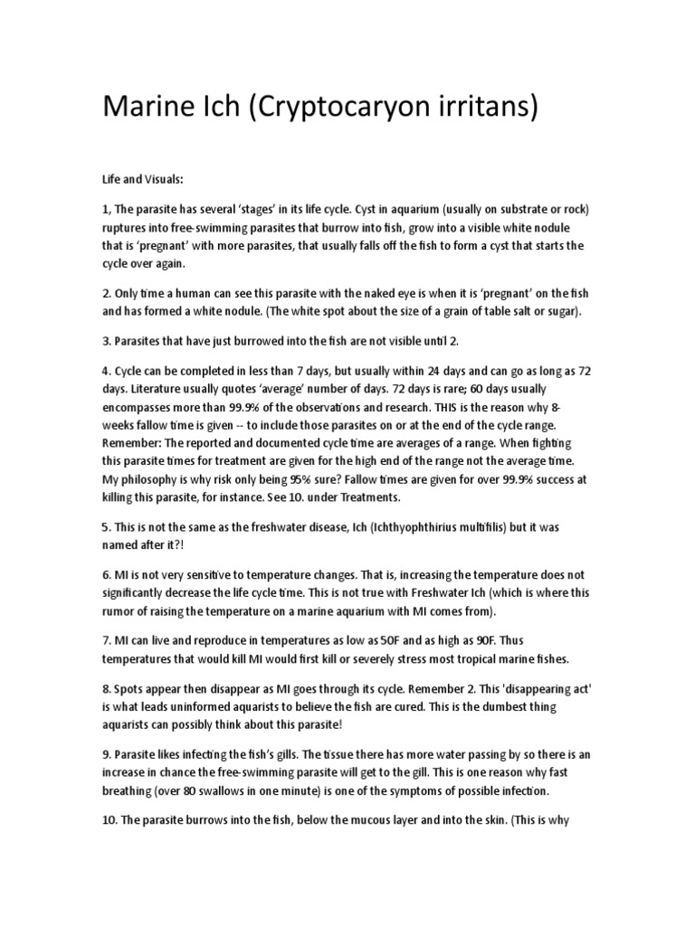 Marine Ich (Cryptocaryon Irritans) | PDF | Fish | Aquarium