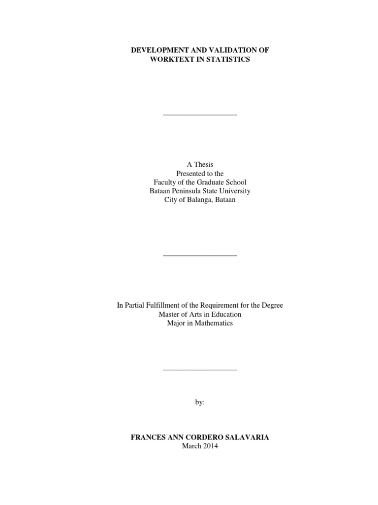 Development and Validation of Worktext in Statistics | PDF | Psychological Concepts | Epistemology