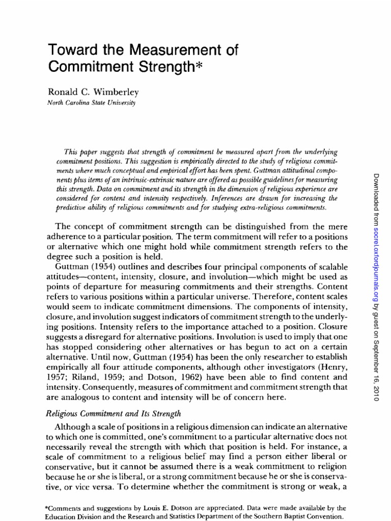 Toward The Measurement of Commitment Strength | PDF | Percentile ...