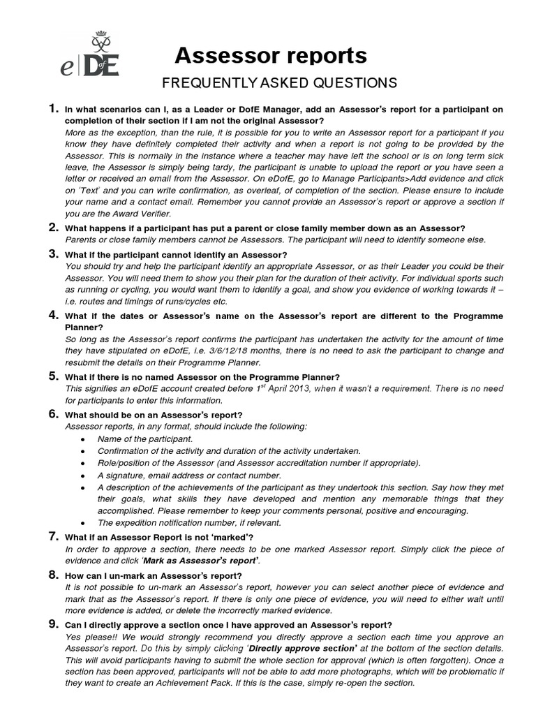 Assessor Reports: Frequently Asked Questions | PDF | Business