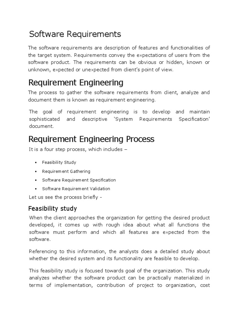 Software Requirements | PDF | Feasibility Study | Software Prototyping