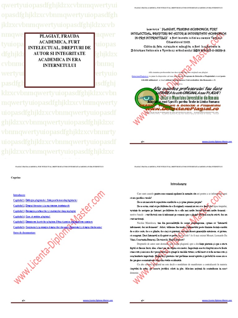 Plagiat Frauda Academica Licenta Diploma Master PDF | PDF