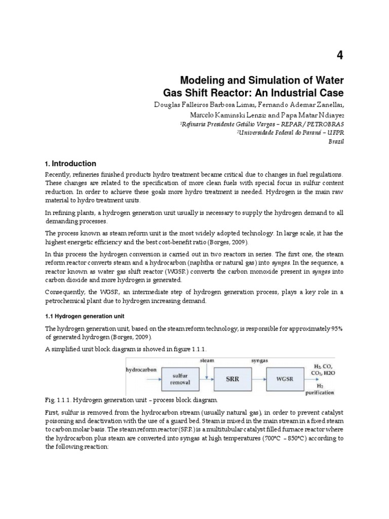 Water Gas Shift Reactor An Industrial Case | PDF | Chemical Engineering ...