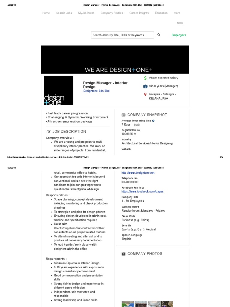 Design Manager - Interior Design Job - Designtone SDN BHD - 3569012 ...