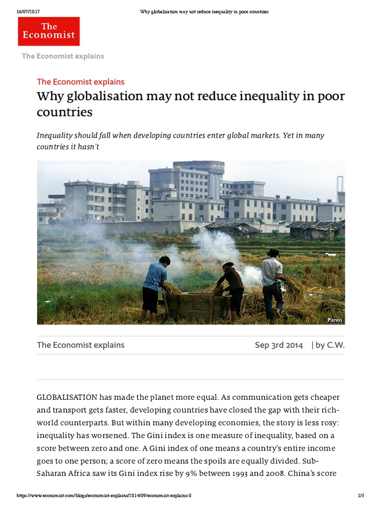 Why Globalisation May Not Reduce Inequality in Poor Countries | PDF ...