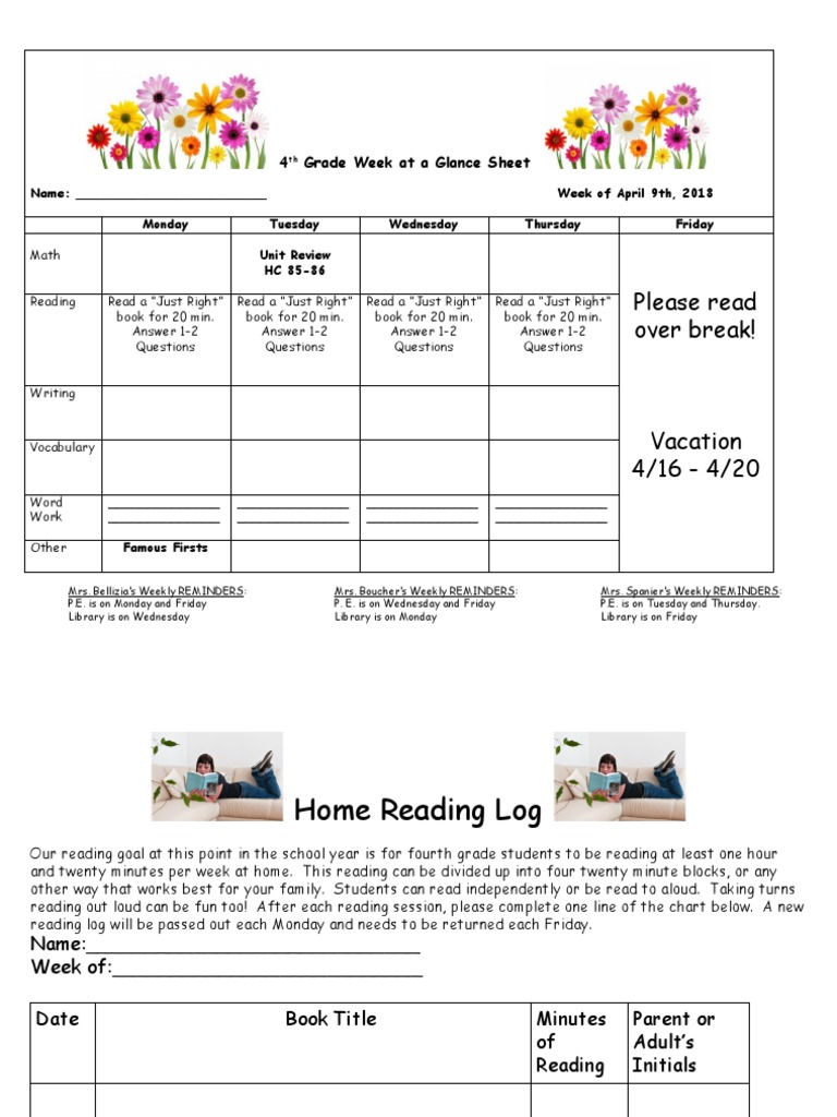 4th Grade Weekly Lesson Plan | PDF | Change | Behavior Modification