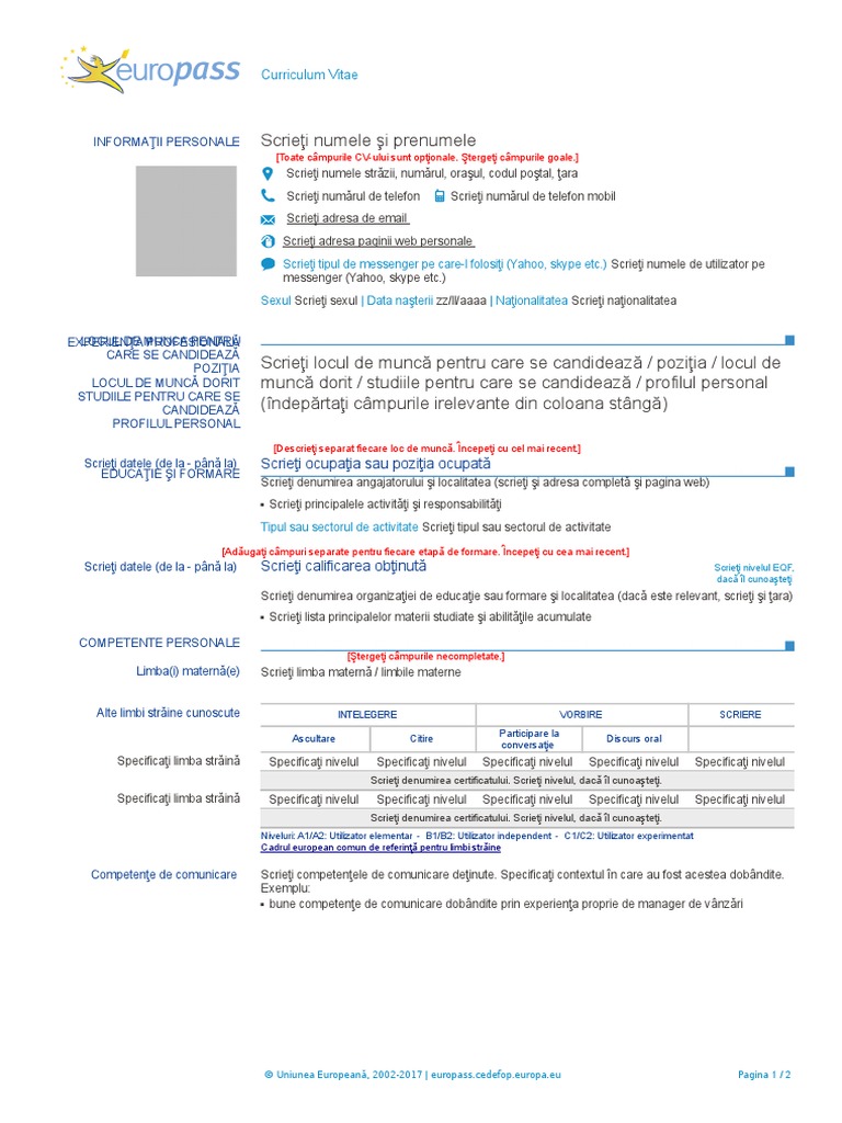 Ecv Template Ro | PDF