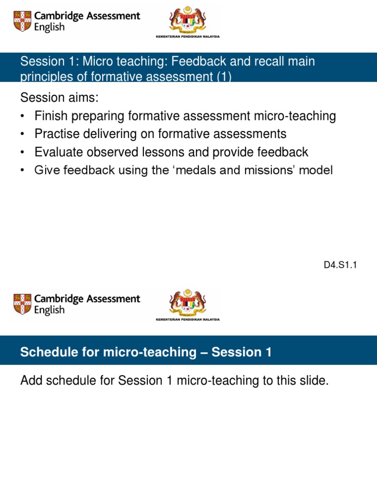 Session 1: Micro Teaching: Feedback and Recall Main Principles of ...