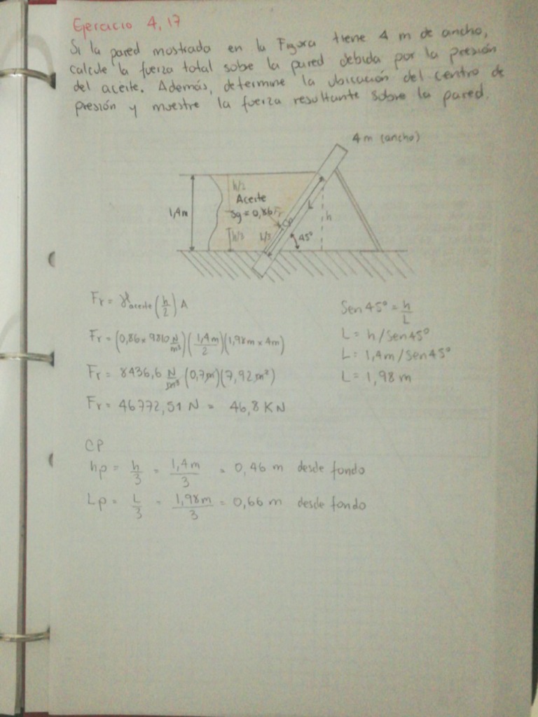 Ejercicios Presión Hidroestatica. Mecánica de Fluidos - Mott | PDF