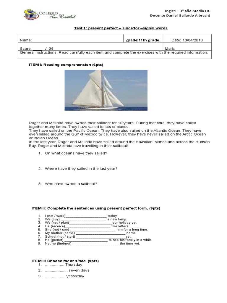 English Test: Present Perfect | PDF