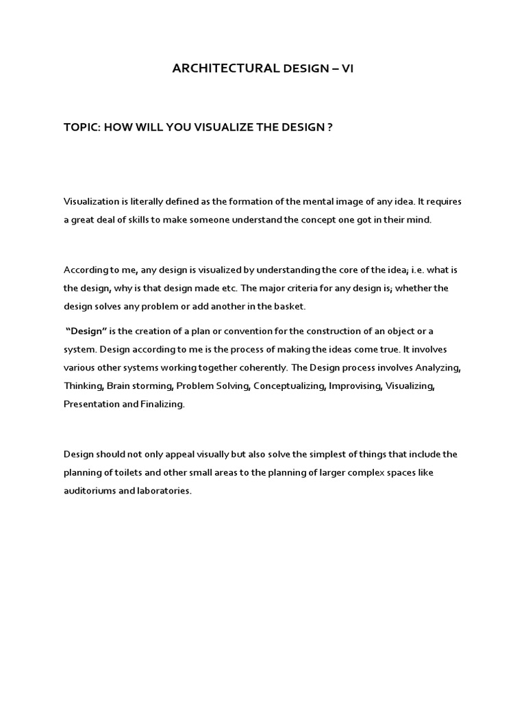 Architectural: Topic: How Will You Visualize The Design ? | PDF