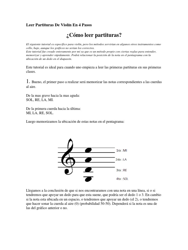 Cómo Leer Partituras de Violín | PDF | Clave | Partituras