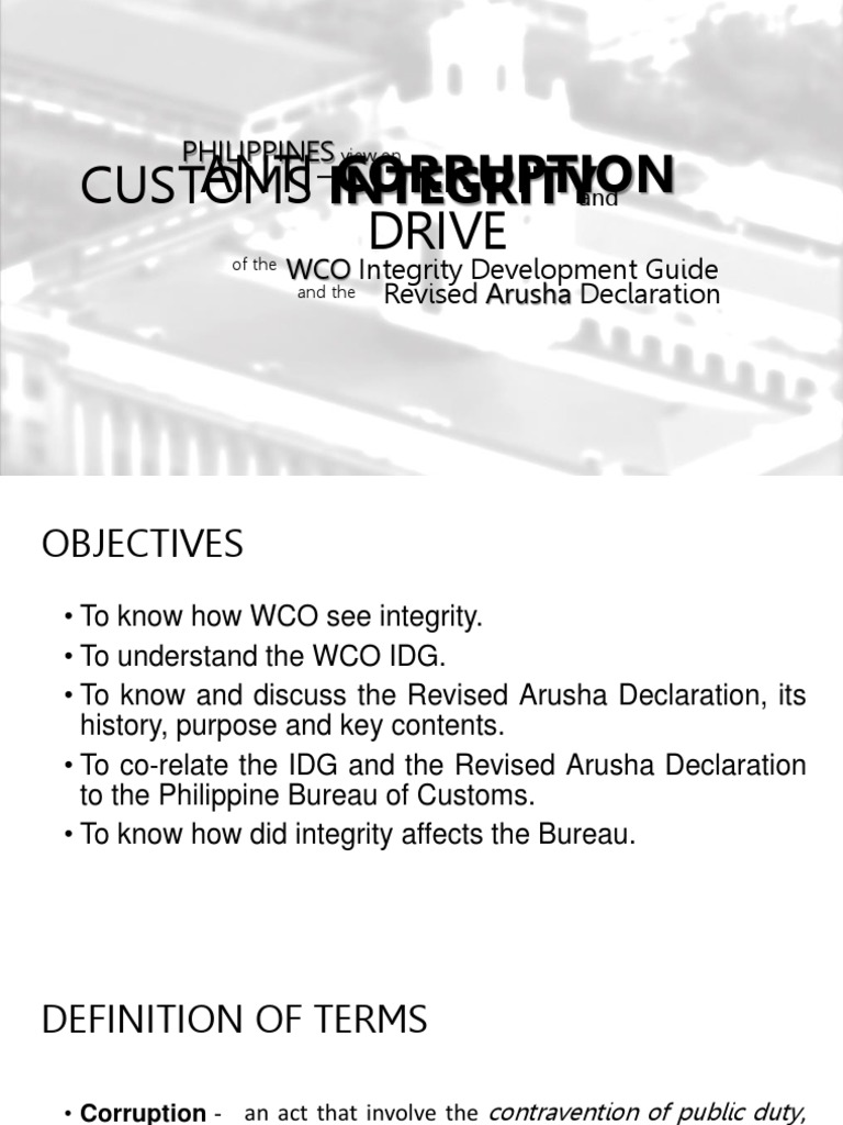 Philippines Customs Integrity | PDF | Corruption | Virtue