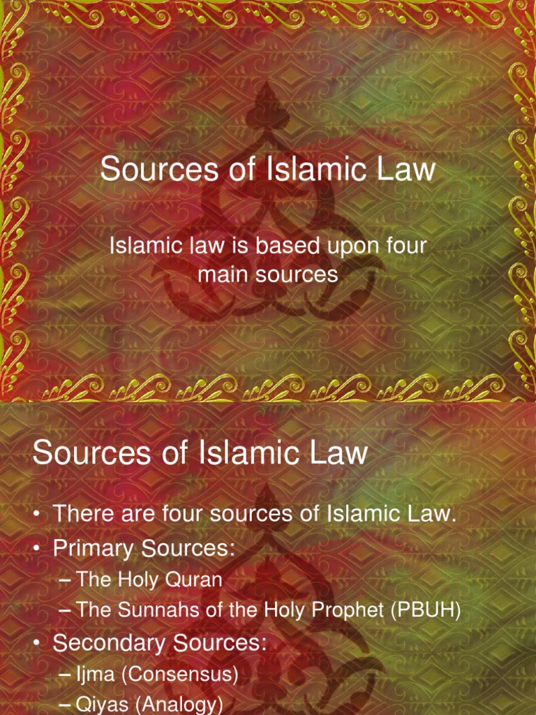 4 Sources of Islamic Law | PDF | Prophets And Messengers In Islam | Quran