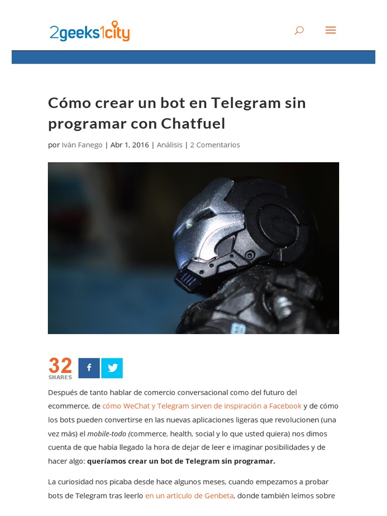 Cómo Crear Un Bot de Telegram Sin Programar Con Chatfuel | Descargar ...