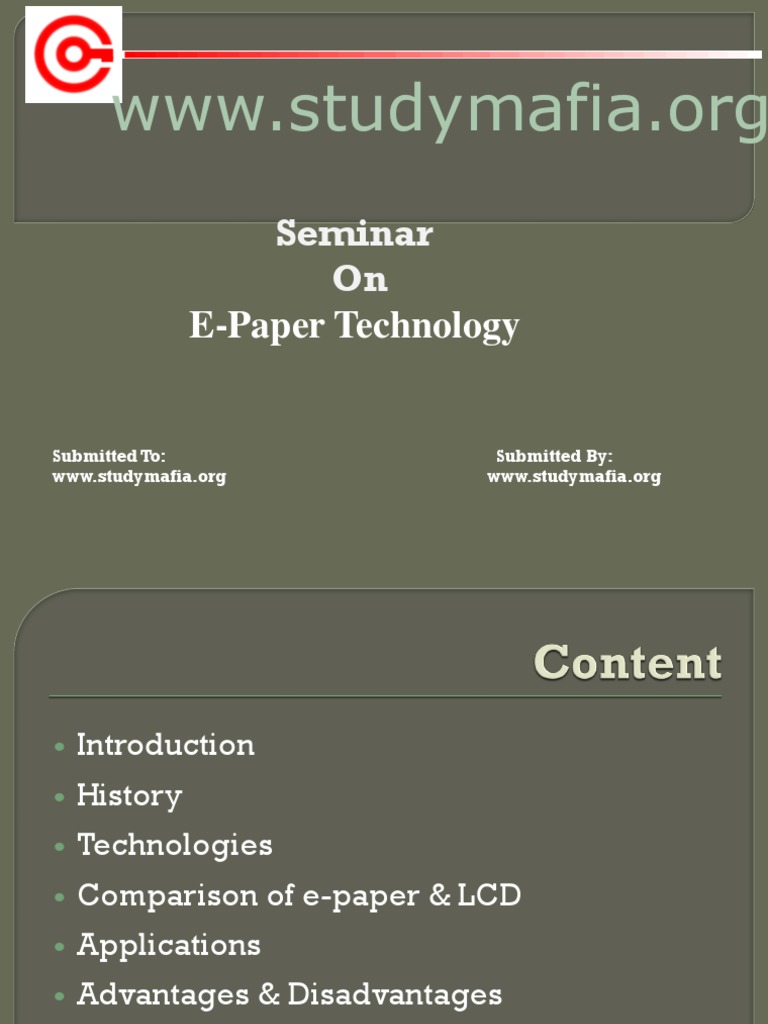 E-Paper Technology | PDF | Materials | Electronic Engineering