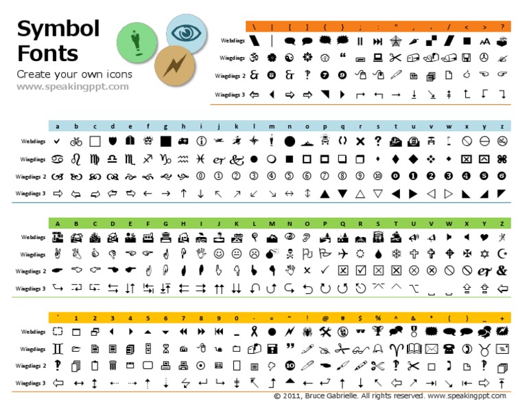 Wingdings 2 Character Map