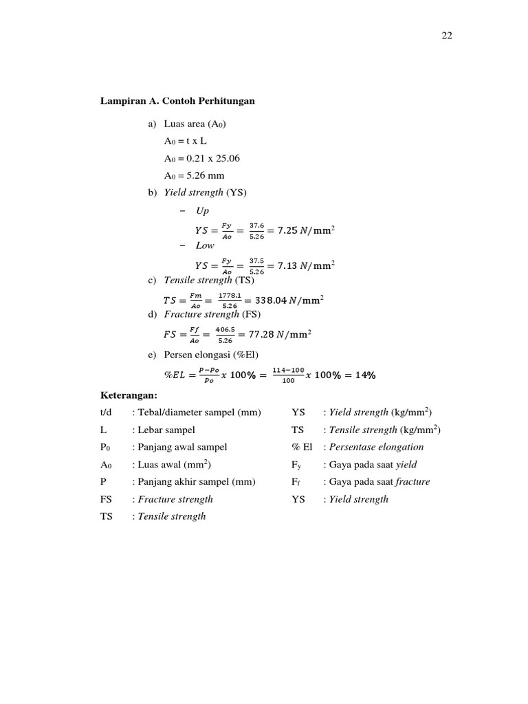Calculating tensile strength, yield strength, and elongation percentage ...