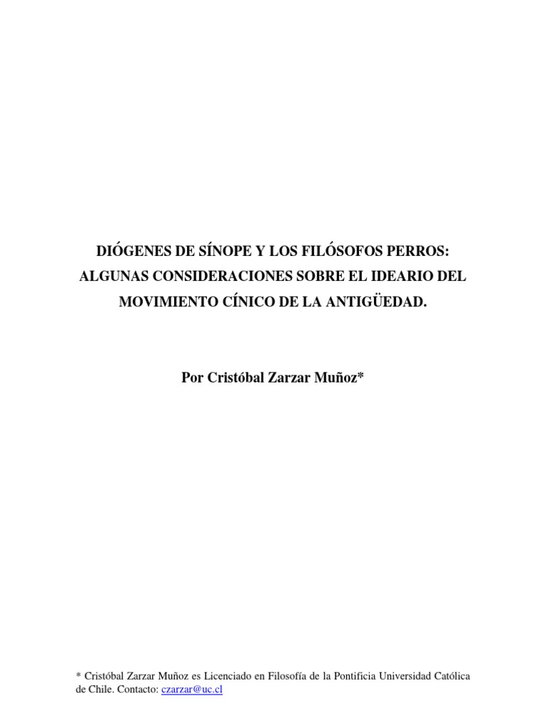 Diógenes de Sínope y Los Filósofos Perros: Algunas Consideraciones ...