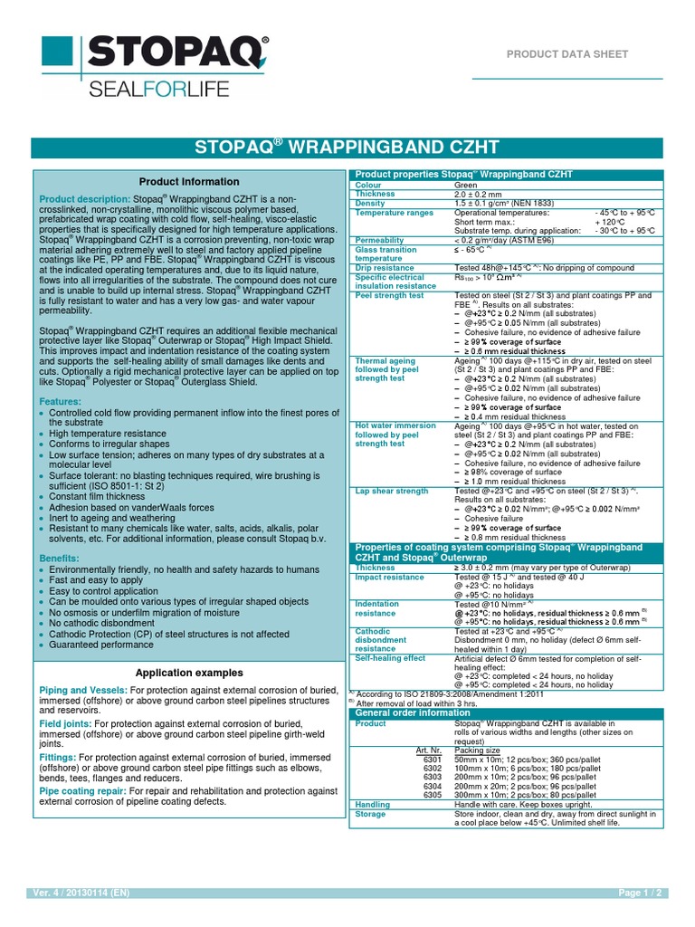 503 Pds Stopaq Wrappingband CZHT v4 (En) | Download Free PDF | Adhesive | Coating