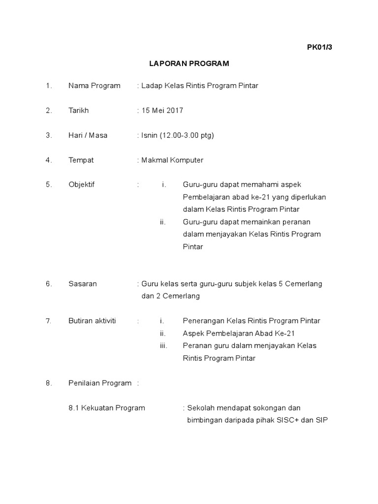 Laporan Ladap Program Pintar | PDF
