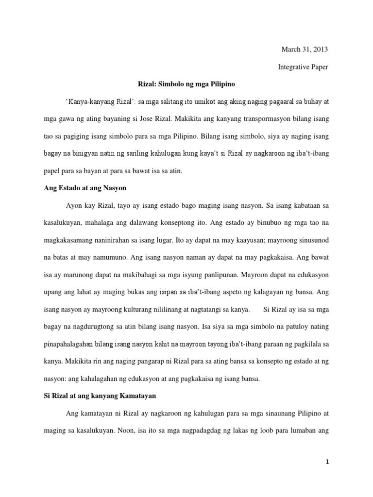 Rizal: Simbolo NG Mga Pilipino | PDF