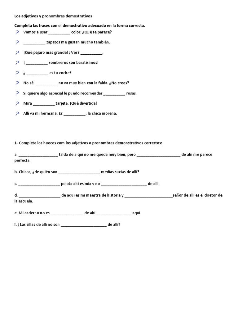Los Adjetivos y Pronombres Demostrativos | PDF