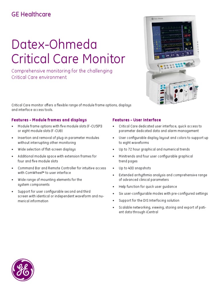 Monitor de Signos Vitales Datex-Ohmeda FCU8 | PDF | Computer Monitor ...