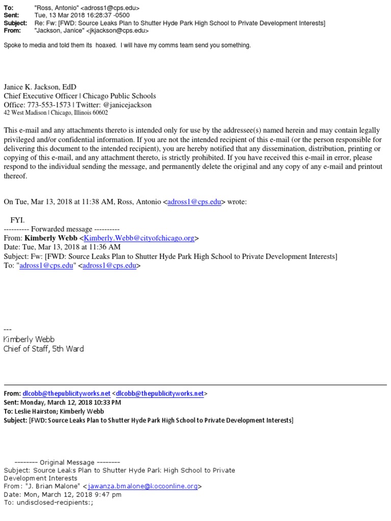 CPS Emails: Hyde Park Academy | PDF