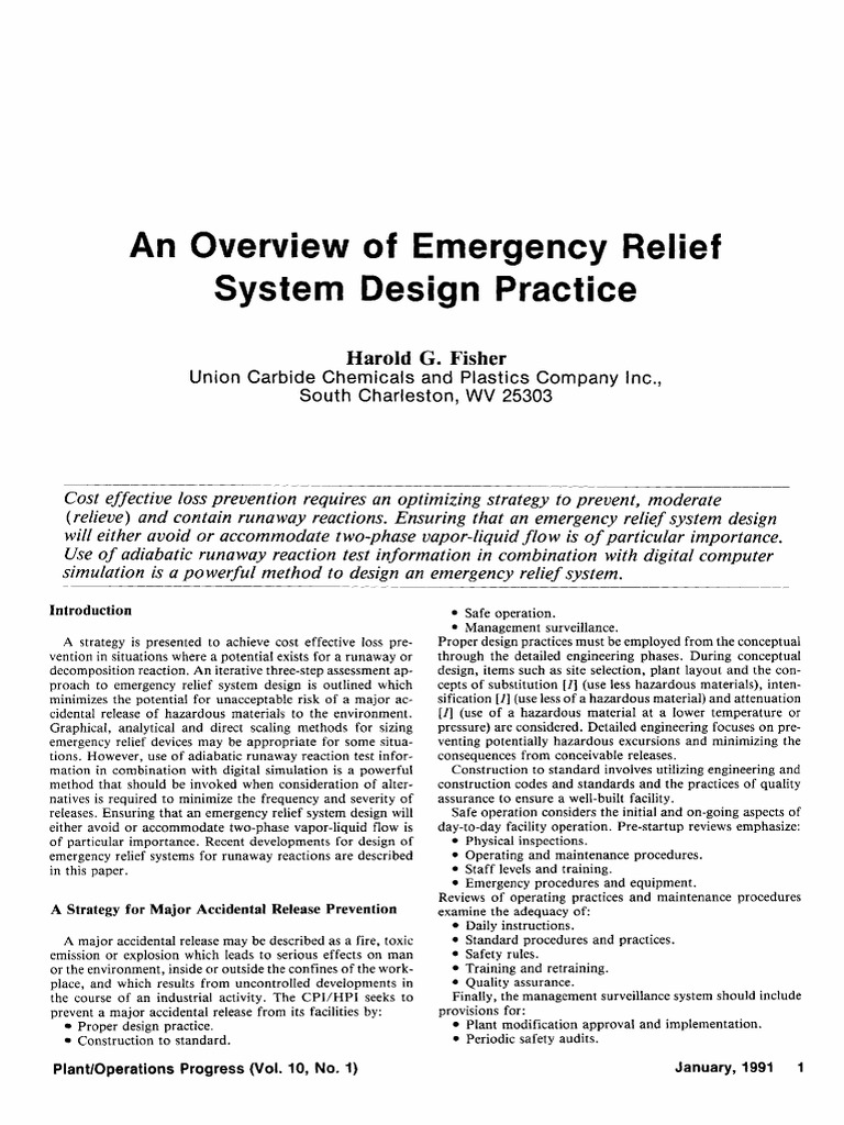 An Overview of Emergency Relief System Design Practice: Harold | PDF ...