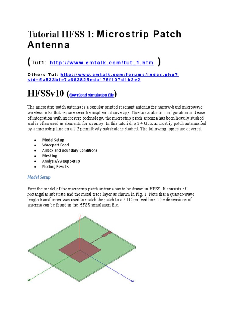 Tutorial HFSS 1 | PDF | Antenna (Radio) | Transmission Line