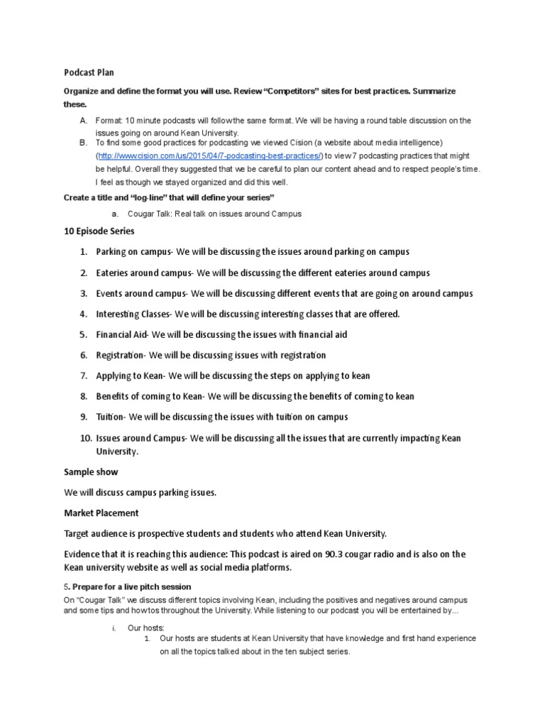 Podcast Plan | PDF | Podcast | Mass Media