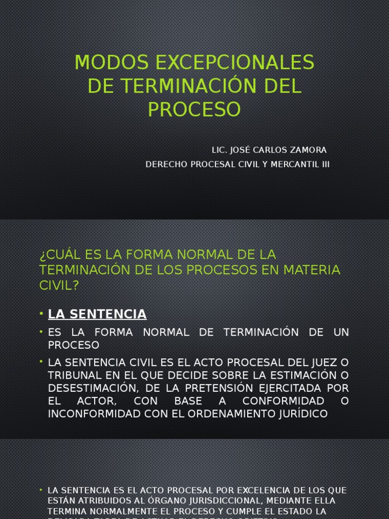 Modos Excepcionales de Terminación Del Proceso | PDF | Ley procesal ...