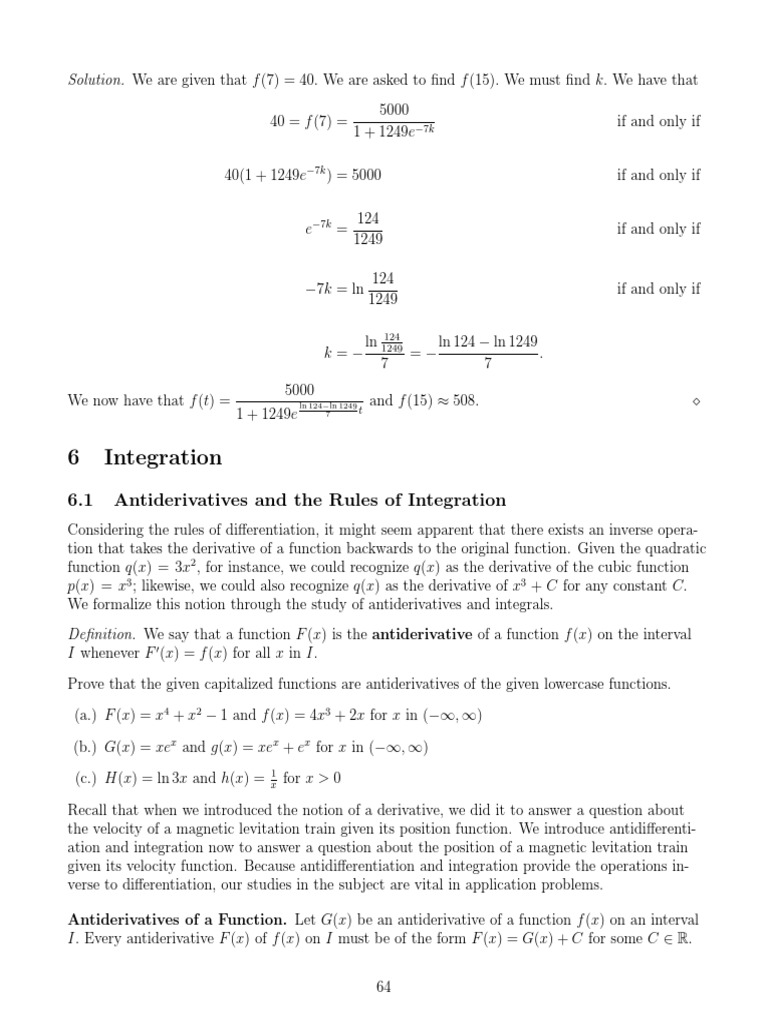 Math 115 Lecture Xxiv Notes Pdf Integral Mathematical Analysis