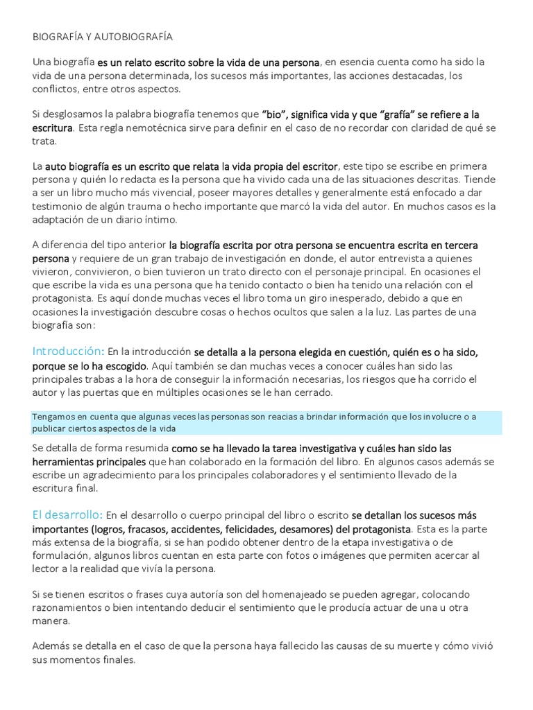 Biografía y Autobiografía | PDF | Biografía | Autobiografías