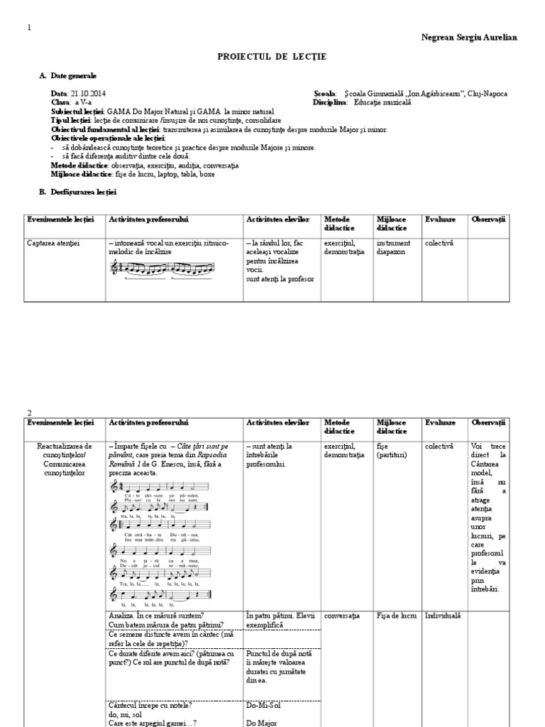 X Clasa Vi Gama Do Major Si Gama La Minor Natural | PDF