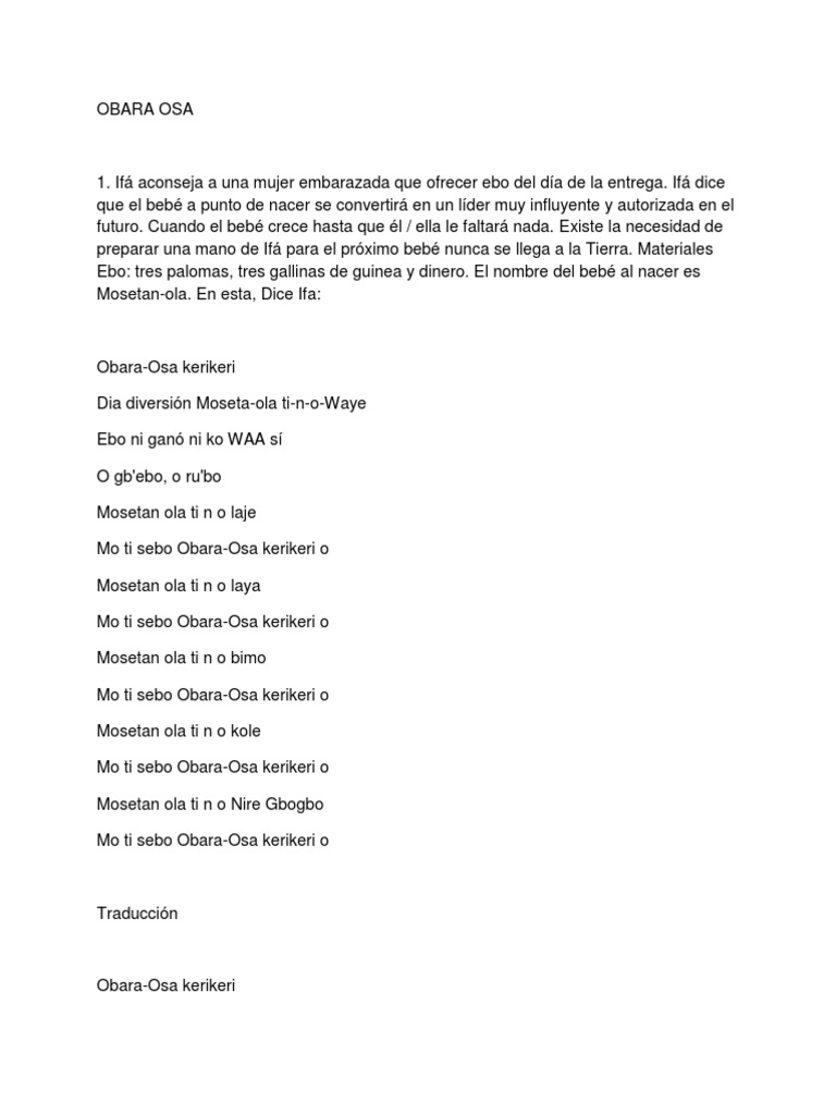 10 Obara Osa Ingles | PDF | Pollo | Santeria