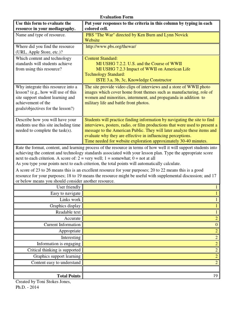 SJJ - m4 Evaluation Form | PDF | Websites | Performance Appraisal