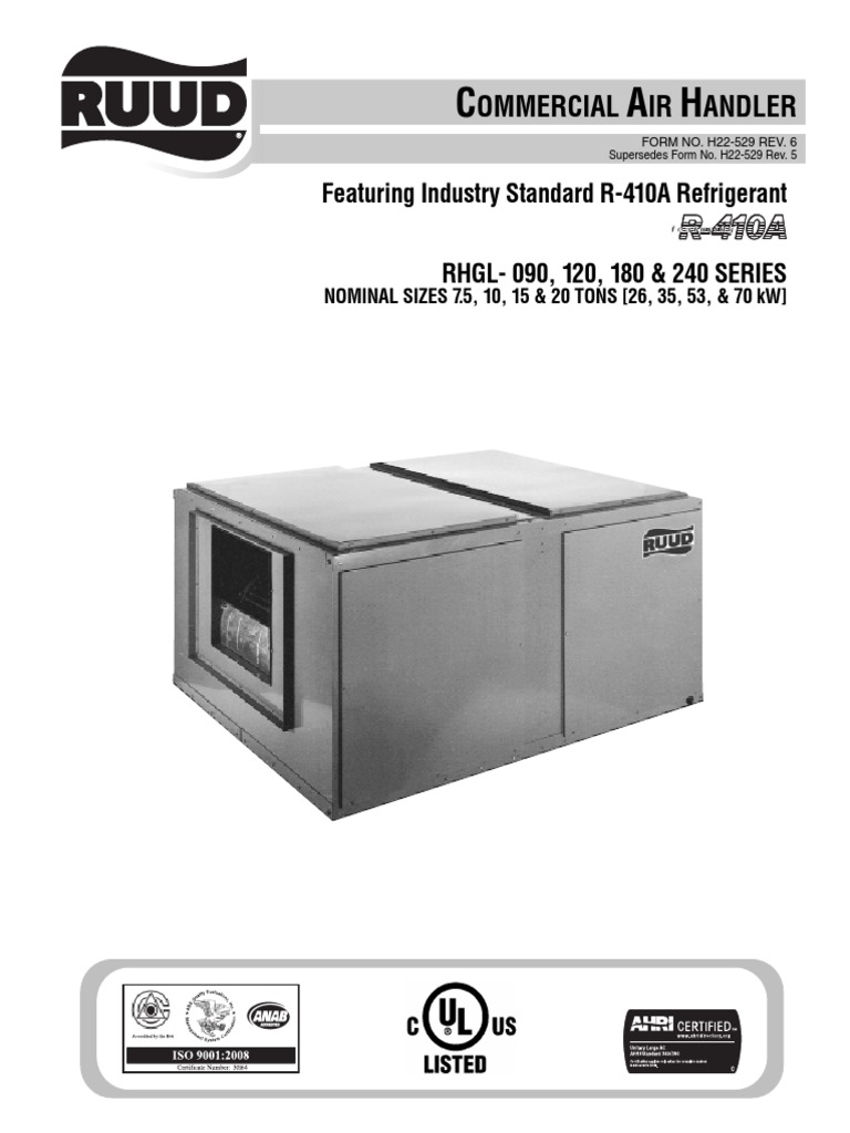 Commercial Air Handler RHGL | PDF | Horsepower | Mechanical Engineering