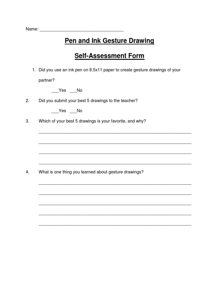 Gesture Drawing Self-Assessment Form | PDF